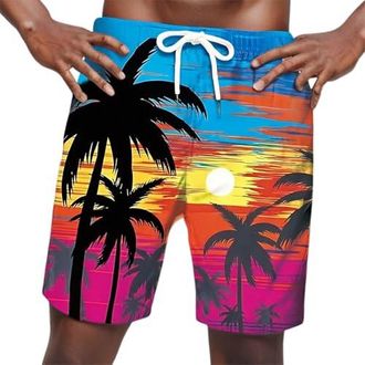 Generic Short de bain pour homme - Motif arbre &eacute;l&eacute;gant - Coupe ample - Polyvalent - Lavable en machine - Pour l&eacute;t&eacute;, multicolore, XXL