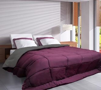 Toison d'Or Cocoon Bettdecke, Pflaume/Stahl, 200 x 200 cm