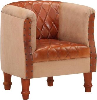 vidaXL Vidaxl - Chaise cabriolet marron cuir véritable bois de manguier massif