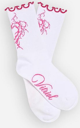 Vitriol Barbed Heart Lettuce Edge Socks white