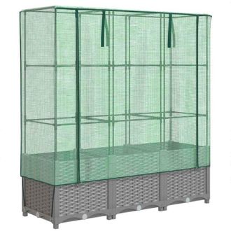 vidaXL Jardini&egrave;re sur&eacute;lev&eacute;e avec housse aspect rotin 120x40x138 cm vidaXL