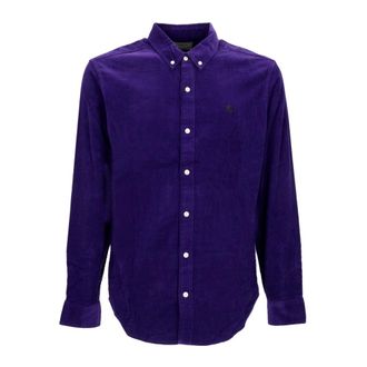 Carhartt Work in Progress Samt Langarm Knopfleiste Hemd - - Shirts - Herren - Lila - XL