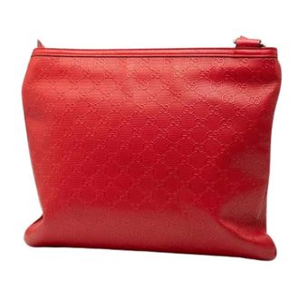 Gucci Sac bandouli&egrave;re en cuir gaufr&eacute; doccasion - Femme - Pre-owned - Rouge - Taille: ONE Size