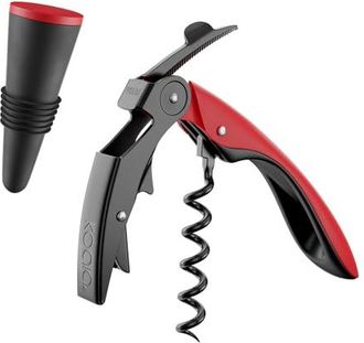 Koala Weinset mit professionellem 2-Takt-Korkenzieher, rotem Silikonstopfen und Samtbezug, Solidarit&auml;tsgeschenk