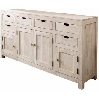 Massivmoebel24 Sideboard Akazie 180x45x95 white stone get&uuml;ncht nature white 84