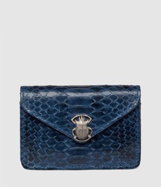 CLARIS VIROT Porte-cartes Alex Python Navy
