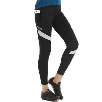 Santic Fahrradhose Damen Gepolstert Lang - Radhose Lang, Radlerhose Gepolstert Schwarz EU 3XL