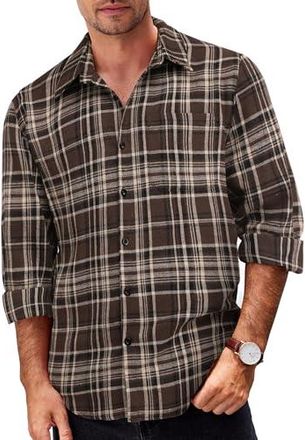 Coofandy Chemise à carreaux à manches longues pour homme - Chemise à carreaux - Chemise de travail - Chemise en flanelle - Chemise de bûcheron - Costume tradit