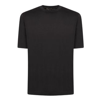 Dell'Oglio Weiche Baumwolle. Klassischer Schnitt. Rundhalsausschnitt - - Tops - Herren - Schwarzk - M