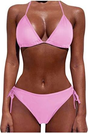 Generic Bikini pour femme - Sexy et &eacute;l&eacute;gant - Deux pi&egrave;ces - Col en V - Triangle - Push Up - Maillot de bain ventre plat - Haut de bikini - Avec rembourrage - 