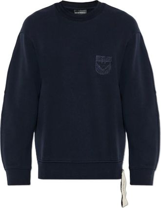 Emporio Armani Homme, Sweatshirts et sweats &agrave; capuche, Bleu, Taille: XL SweaT-shirt en jersey French Terry avec broderie blason
