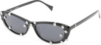 Yvmin 26621BLK00NN Flower-Embellished Cat-Eye Sunglasses - Black