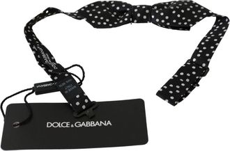 Dolce & Gabbana Black Polka Dots Mens Necktie Papillon Silk Bow Tie