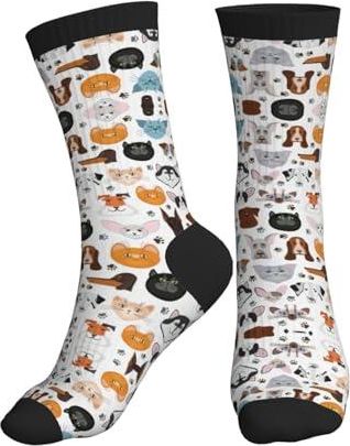 Generic Respirantes Homme Chaussettes Chat Et Chien Beagler Socquettes Sportswear Renforcées Chaussettes Courtes Pour Handball Basketball Training 40Cm