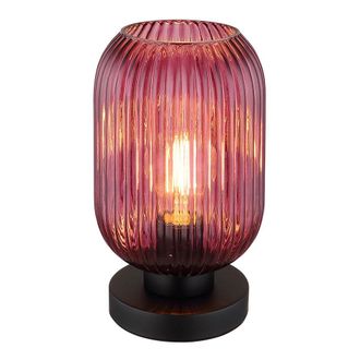 Globo Lighting Tischlampe Nachttischleuchte Beistellleuchte 1x E27 Glas lila schwarz matt