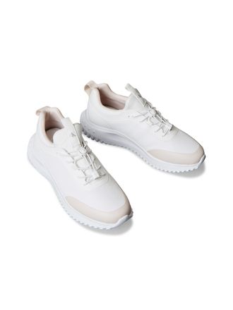 Calvin Klein Jeans Slip-On Sneaker CALVIN KLEIN JEANS EVA RUNNER LACEUP SOCK MAT MIX, Damen, Gr. 36, wei&szlig; (wei&szlig;, silberfarben), Lederimitat, Textil, unifarben mit Farbei