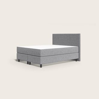 Emma Original Boxspringbett Komfort 160x200cm - hellgrau - F&uuml;&szlig;e Schwarz - Kopfteil gesteppt