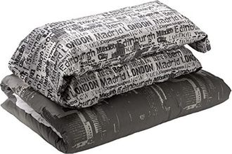 Catherine Lansfield Cityscape Bettbezug + Kissenbezug 260 x 240 cm + 50 x 110 x 2 cm grau