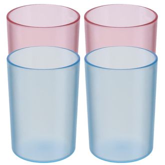 NUOBESTY 4 St&uuml;ck Zahnb&uuml;rstenbecher und Mundsp&uuml;lbecher aus Transparentem Kunststoff Wiederverwendbar Mittelgro&szlig; Bpa Frei Badezimmerbecher f&uuml;r Paare in Blau und 