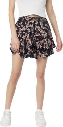 Generic Robe d&eacute;t&eacute; pliss&eacute;e d&eacute;contract&eacute;e &agrave; volants avec taille &eacute;lastique pour femmes, style boh&egrave;me &agrave; motif floral 2026, Noir, XXL