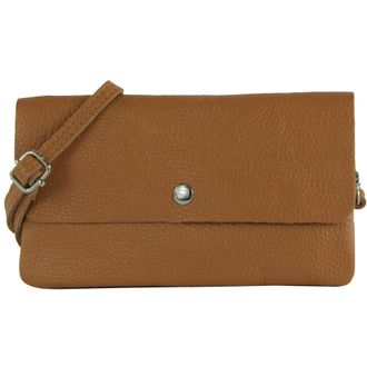 modamoda.de T257 - Echtleder Umh&auml;ngetasche Small made in Italy, Farbe:Cognac