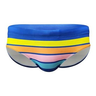Generic Slip de Plage pour Hommes &agrave; Rayures color&eacute;es mod&egrave;le Tendance et Confortable pour la baignade Estivale (Blue, M)