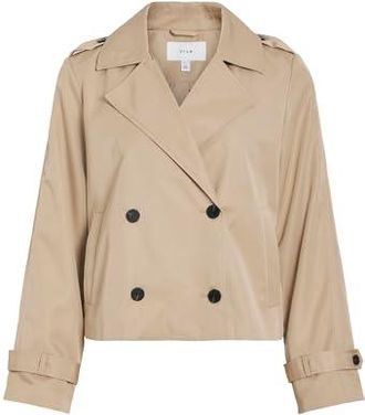 Vila Vila Viaddison L/S Short Trenchcoat Trench Court, Savannah Tan, 42 Femmes
