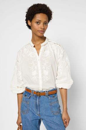 Gerard Darel Chemise brod&eacute;e en voile de coton - UCILLE - Blanc