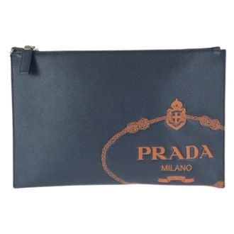 Prada Pre-owned Saffiano Leder Clutch Bag - - Pre-owned - Herren - Blau - ONE SIZE