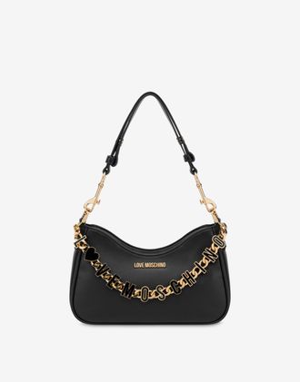 Love Moschino Sac hobo en veau Dangling - Noir