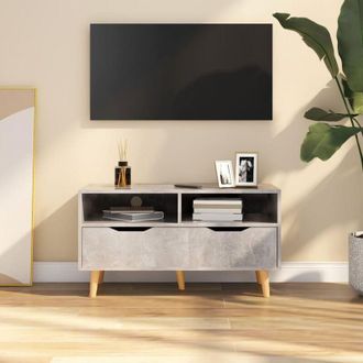 vidaXL Vidaxl - Meuble tv gris b&eacute;ton 90x40x48,5 cm bois ding&eacute;nierie