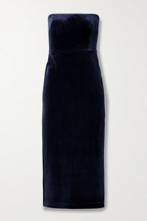 Alex Perry Tr&auml;gerloses Midikleid Aus Samt - Blau