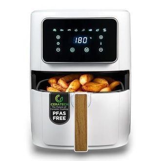 Bergner NATURALLY - PFAS-Freie Heißluftfritteuse 1800W 6.9L - 8 Kochprogramme - Air Fryer mit Keramikbeschichtung - Temperatureinstellung 80-200°C - Timer bis