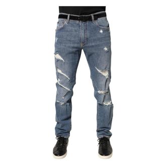 Dolce & Gabbana Tattered Slim-Fit Jeans aus Denim - - Jeans - Herren - Blau - 3XL