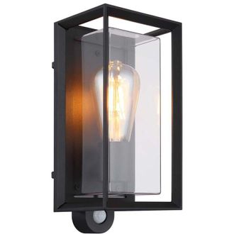 Globo Lighting Applique dext&eacute;rieur lampe de porte dentr&eacute;e lampe de jardin d&eacute;tecteur de mouvement noir clair h 28 cm