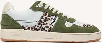 Faguo Baskets l&eacute;opard et kaki cuir