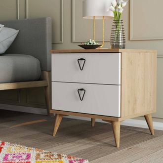 Dmora Nachttisch Saphira 52x45x55,1 cm Braun 2 Schubladen, 1 Fach