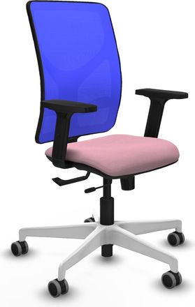 Piqueras y Crespo Sessel f&uuml;r die Arbeit zu Hause, mit 2D-Armen, h&ouml;henverstellbare Lendenwirbelst&uuml;tze, ausgestattet mit Syncro/Traslack und Schneideschaum, Blau/Rosa