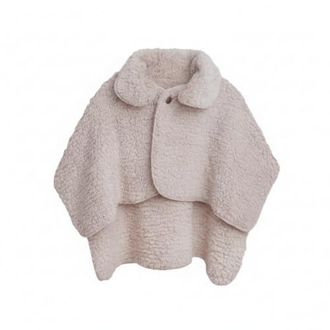 Generic &Eacute;charpe en polaire &agrave; dos long pour femme, poncho chaud avec bouton, ch&acirc;le thermique doux pour pr&eacute;parer le petit-d&eacute;jeuner et la nuit, veste de lit conf