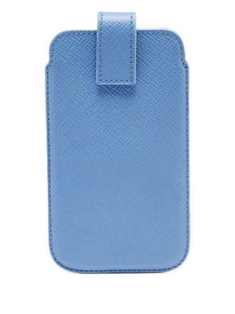 Smythson &eacute;tui pour smartphone en cuir - Bleu