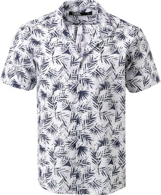 Karl Lagerfeld Herren Kurzarmhemd blau geblümt