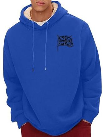 Generic Sweat à capuche en polaire pour homme - Printemps et automne - Sweat à capuche en velours et épais - Impression 2D personnalisée - Drapeau national ré