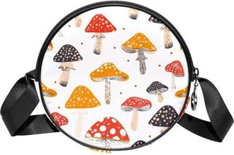 Generic Sac &agrave; bandouli&egrave;re rond rond pour femme, petit sac &agrave; bandouli&egrave;re champignon avec fermeture &eacute;clair, bretelles r&eacute;glables, d&eacute;contract&eacute; pour femmes et fill