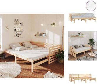 vidaXL Ausziehbares Tagesbett 2x(90x200) cm Massivholz Kiefer - Holz Tagebett - Gästebett - Klappbett - Doppelbett - Massivholzbette