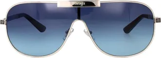 Versace Homme, Accessoires, Bleu, Taille: 40 MM Lunettes de soleil masque Greca Flow