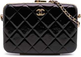 Chanel Hobo Bags - Large Glazed Goatskin Box With Chain - Gr. unisize - in Schwarz - für Damen