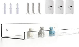 Generico Schwebende Acrylregale f&uuml;r Wand, transparenter Plattenhalter, Wand-Organizer, K&uuml;chenregal, f&uuml;r Apartment, B&uuml;ro, Wohnzimmer, K&uuml;che, Schlafzimmer, Gesch