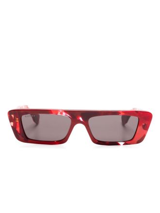 Gucci Sonnenbrille mit eckigem Gestell - Rot