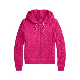 Ralph Lauren Femme, Sweatshirts et sweats &agrave; capuche, Rose, Taille: 40 FR Cable-Knit Zip SweaT-shirt