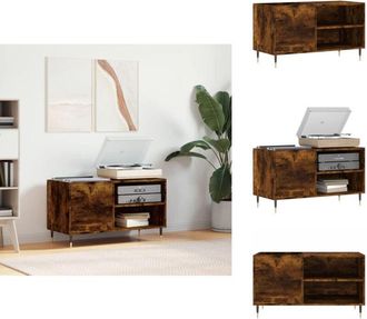 vidaXL Plattenschrank Räuchereiche 85x38x48 cm Holzwerkstoff - Plattenregal - Vinyl Regal - Musikregale - Wohnzimmer Dekoration - Vintage Möbel